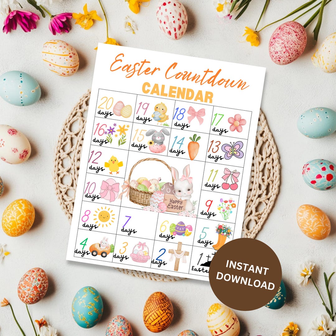 Easter Countdown Calendar Activity for Kids Home or Preschool Wall ...