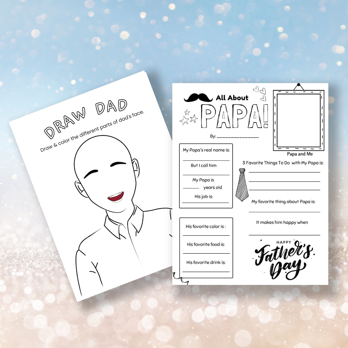 All About Papa Father's Day Printable Worksheet Fathers Day Gift for ...