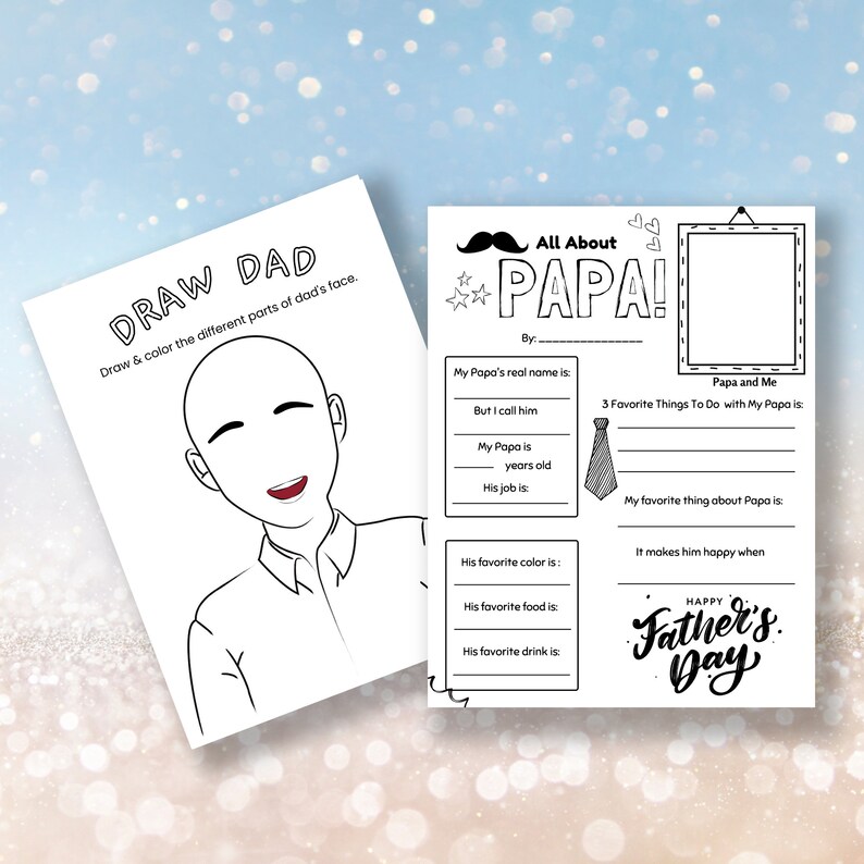 All About Papa Father's Day Printable Worksheet Fathers Day Gift for ...