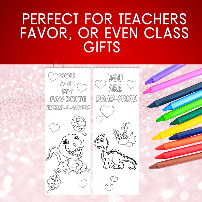Dino Valentines Coloring Bookmarks Dinosaur Puns Coloring Bookmarks ...