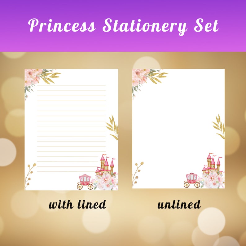 Princess Stationary Printable Pink Stationery Set of 2 Letter ...
