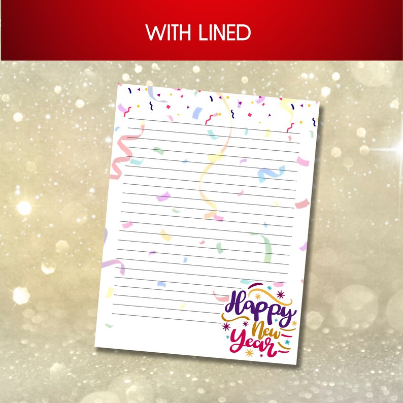 Printable Happy New Year Holiday Stationary New Years Eve Stationery ...
