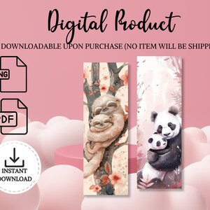 Printable Animals Bookmarks Book Lover Mother and Baby Images Whimsical ...