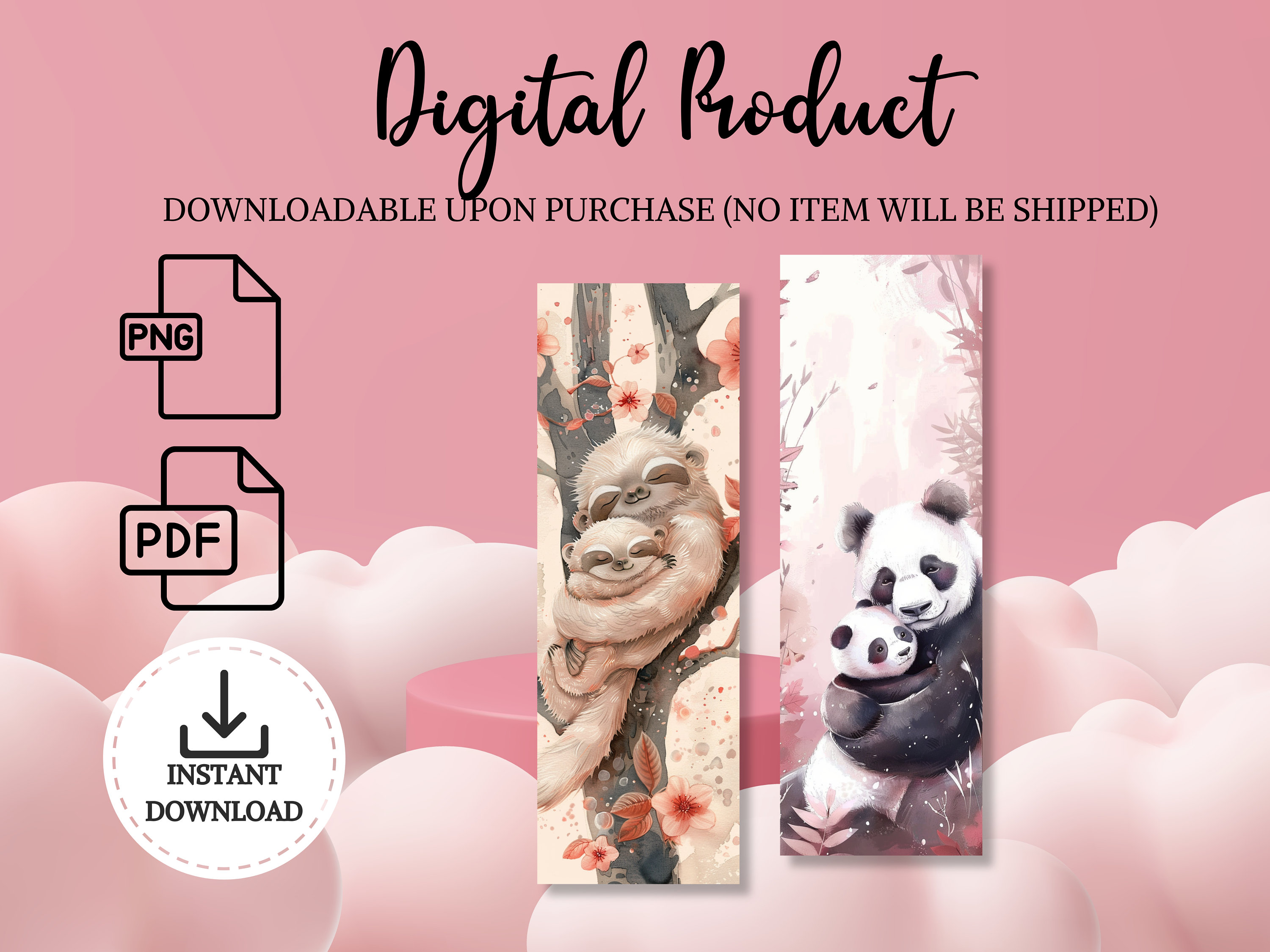 Printable Animals Bookmarks Book Lover Mother and Baby Images Whimsical ...