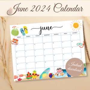 Printable Kids June 2024 Calendar Classroom School June Monthly Planner ...