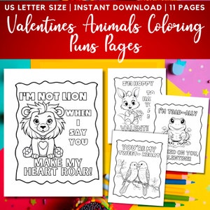 Valentines Day Coloring Pages for Kids 10 Bundle Printable Download ...