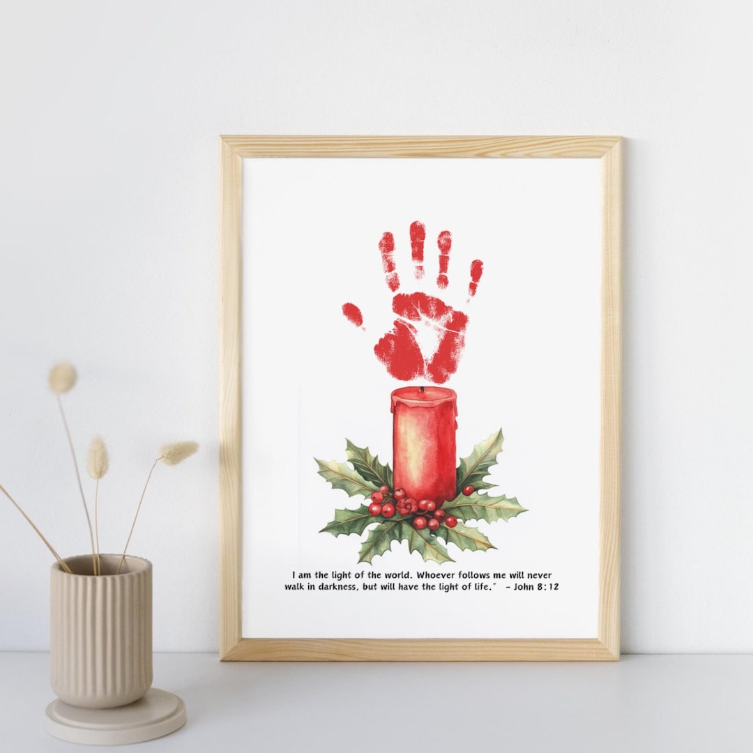 Christmas Candle Handprint Craft Printable Christmas Handprint Art DIY ...