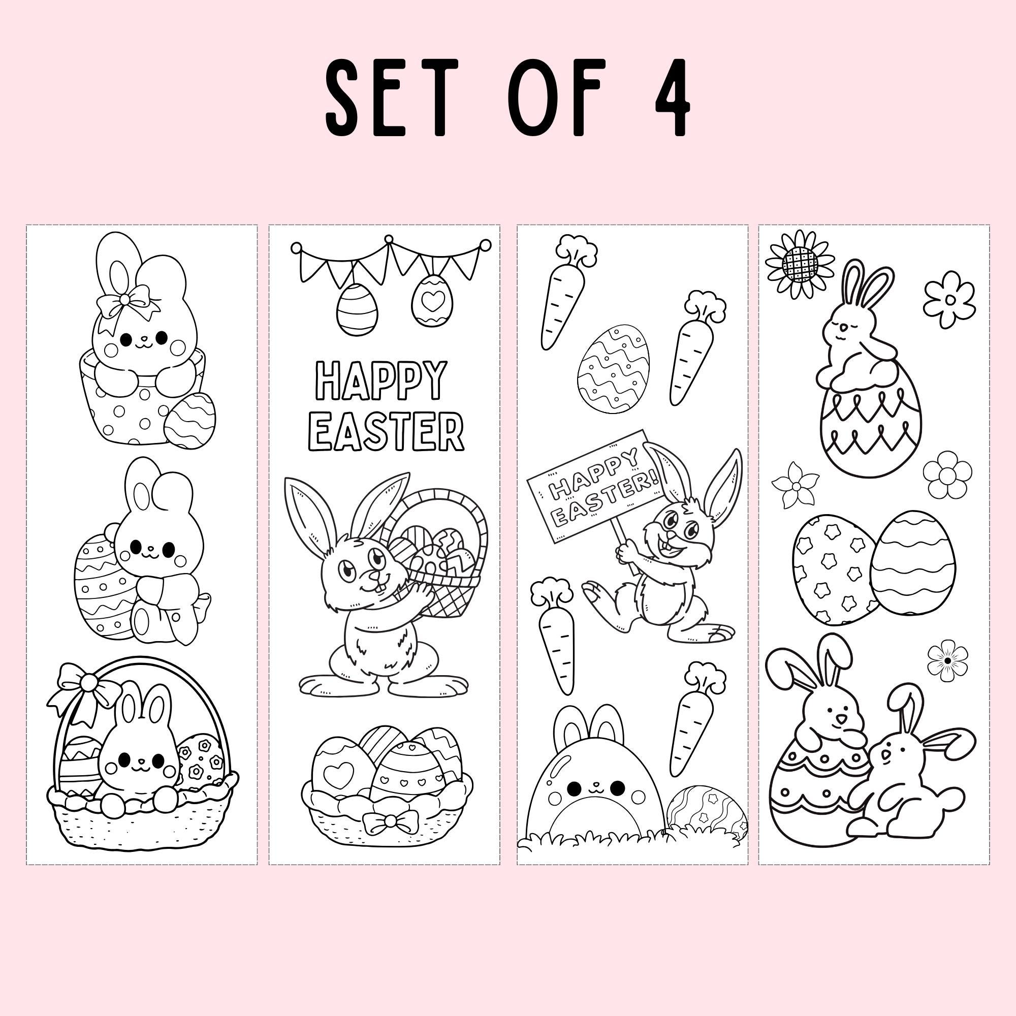 Easter Coloring Bookmark Easter Bunny Egg Coloring Favors Teacher Gift ...