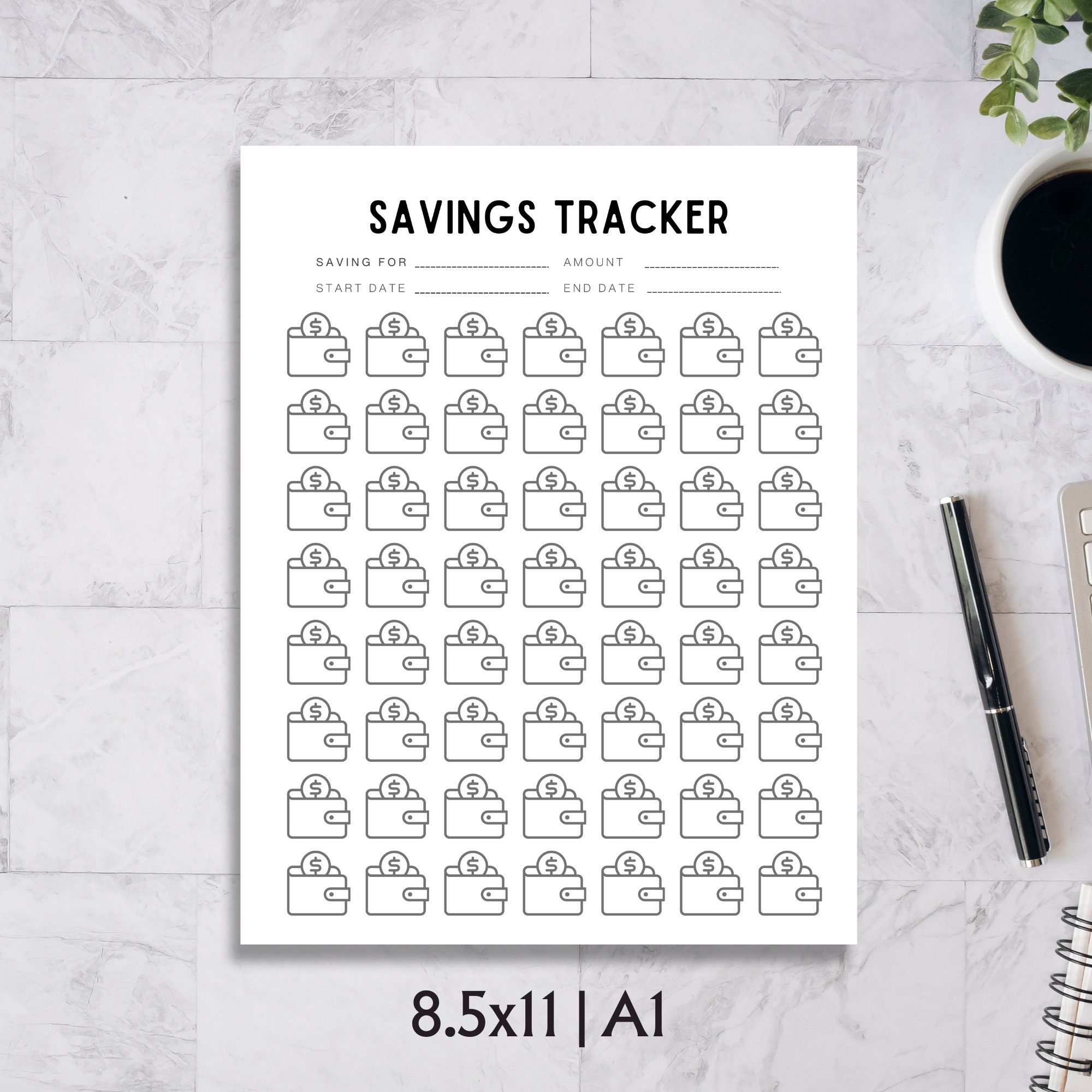 Savings Tracker Printable Money Savings Challenge Budget Savings ...