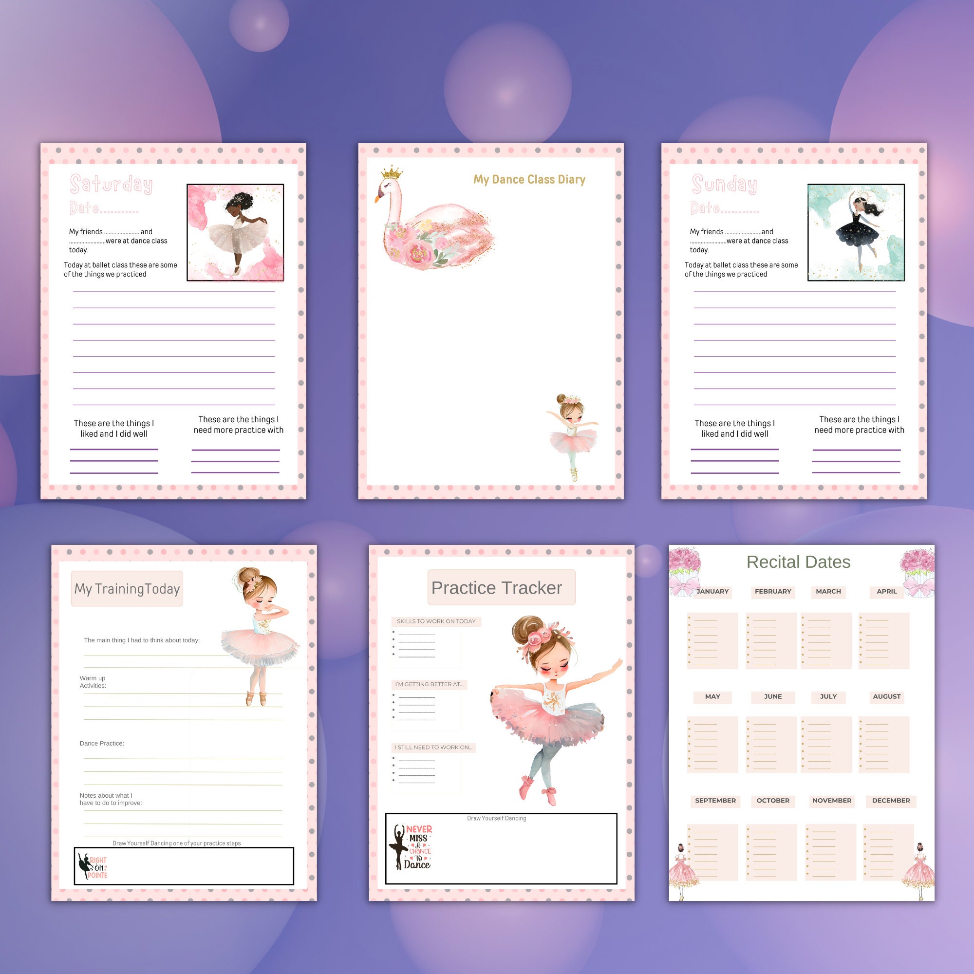 Ballet Journal Dance Journal Ballerina Dancer Printable Gifts for ...