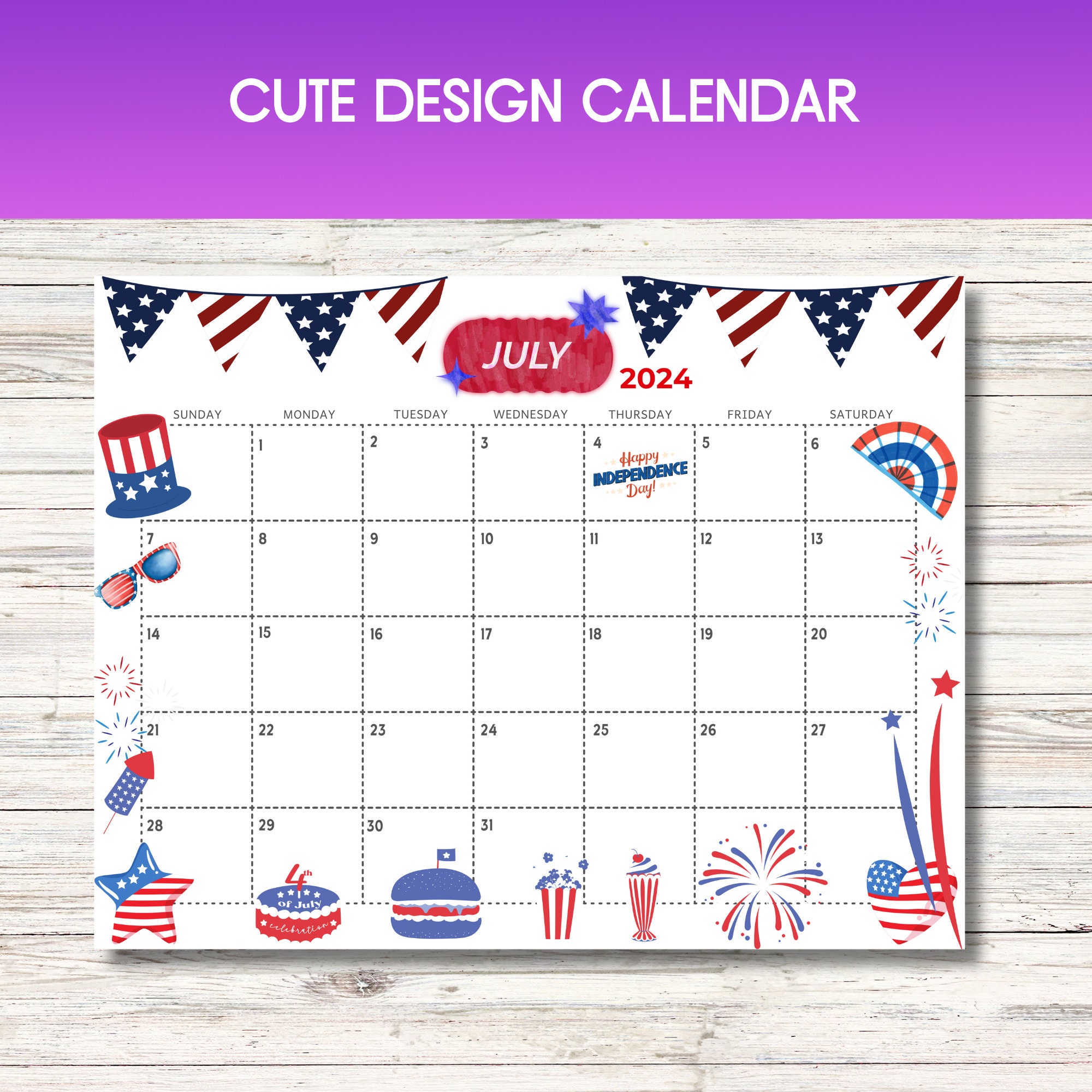 July 2024 Calendar Printable Kids 2024 Calendar Classroom School July ...