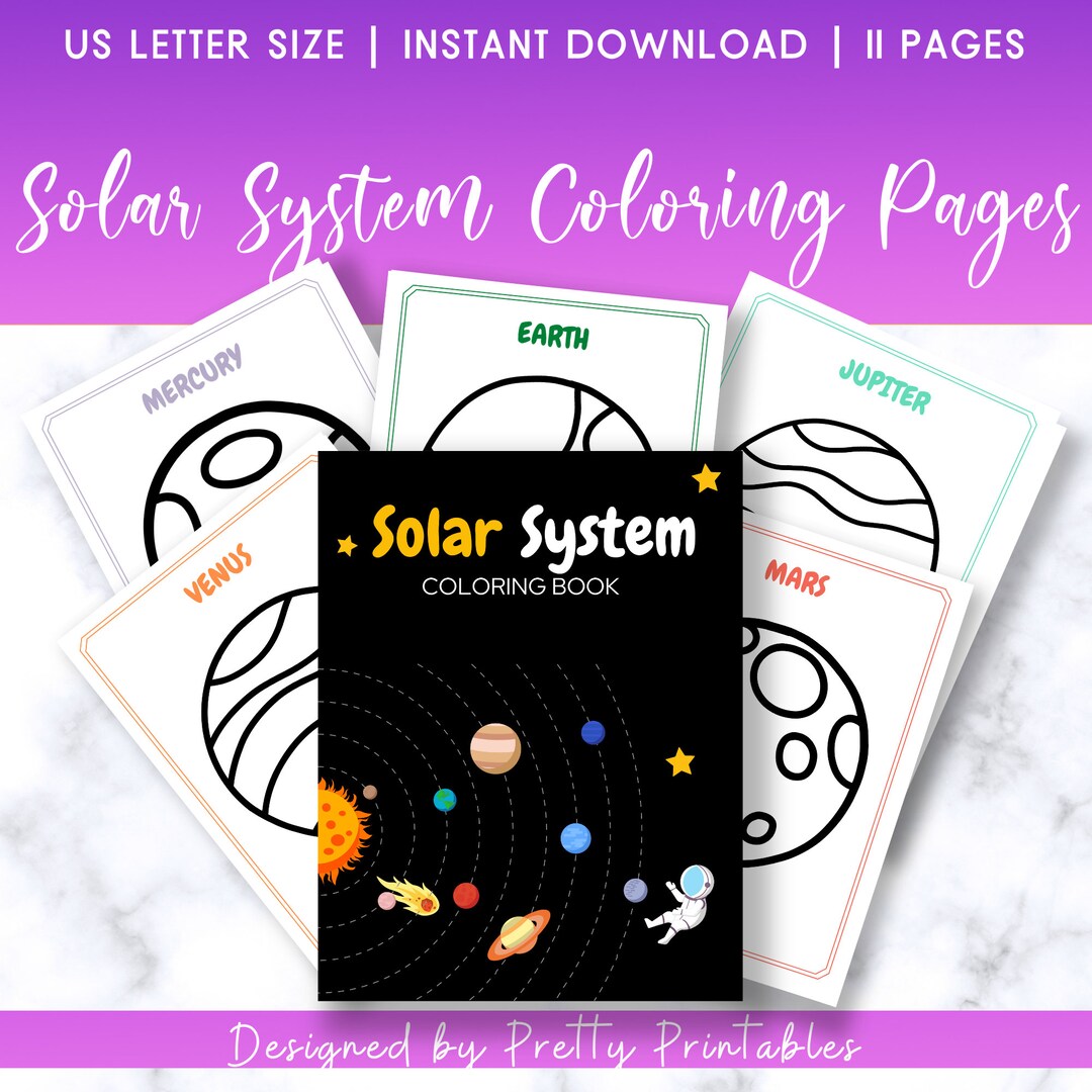 Solar System Coloring Page Coloring Pages for Kids Learning - Etsy