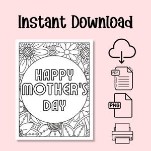 Mother’s Day Coloring Page Set 3 Mother’s Day Card Printable Mother's ...