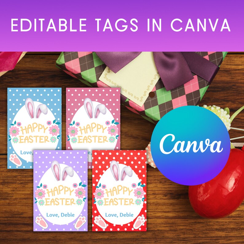 Editable Easter Tag for Boys Girls Happy Easter Gift Tags Gift Tag ...