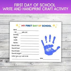 First Day of School Handprint Art All About Me Preschool First Day of ...