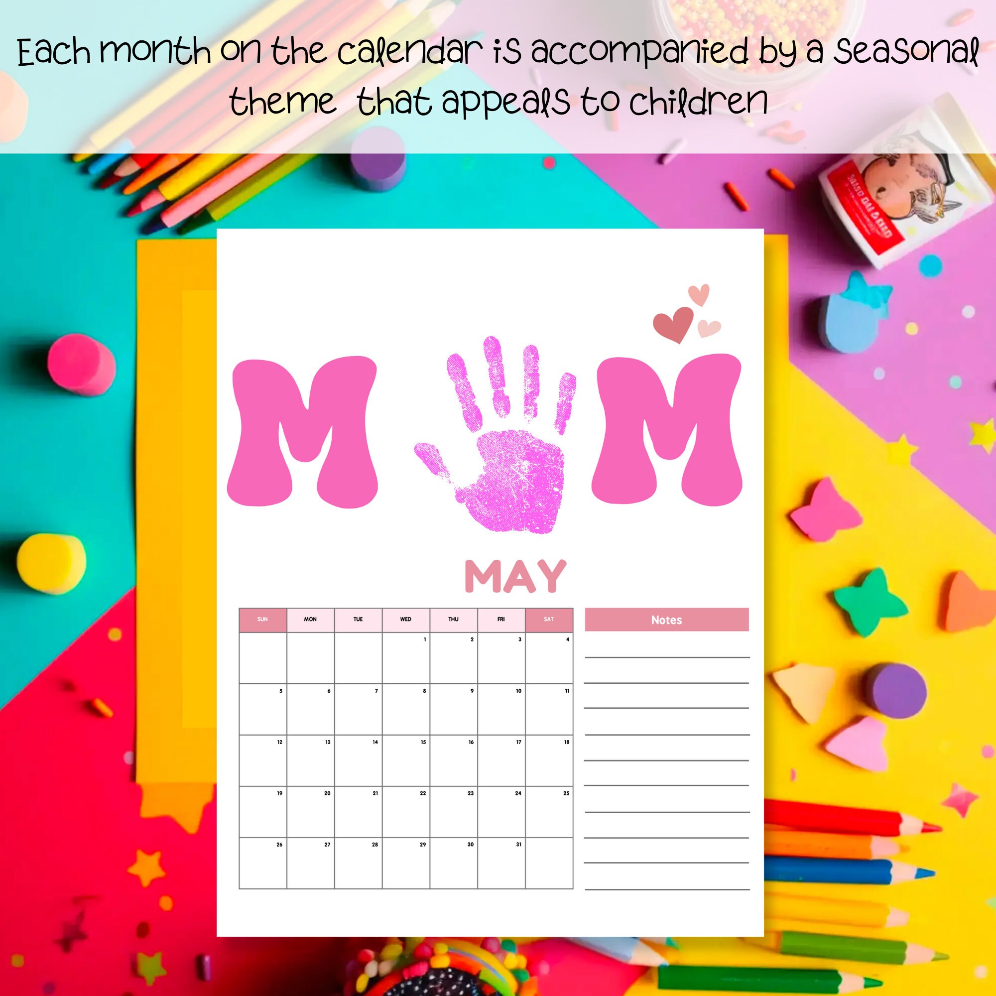 Printable Calendars 2024 Handprint Calendar Printable Handprint Craft ...