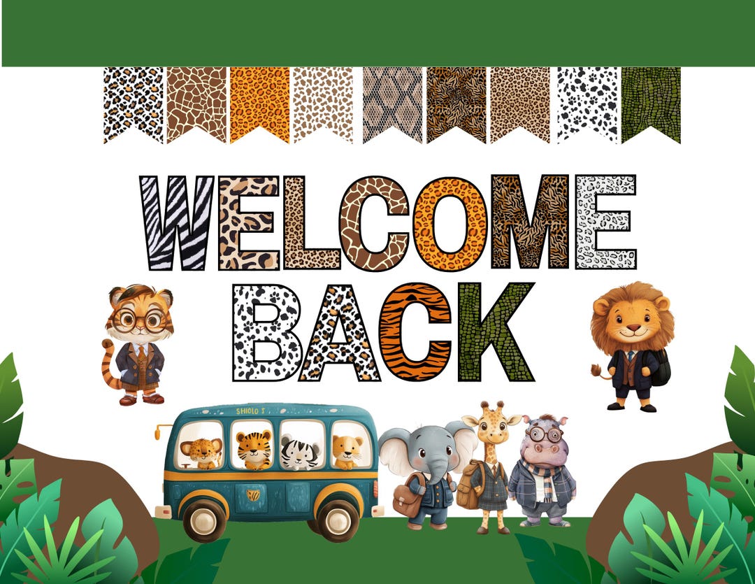 Bulletin Board Welcome Back to School Jungle Safari Theme Create Your ...