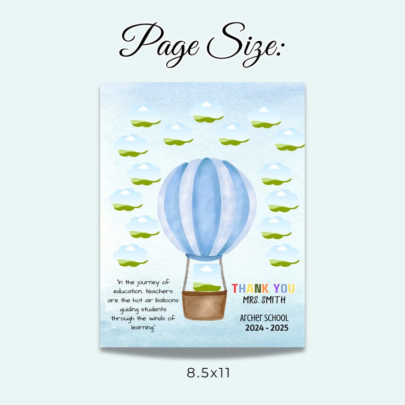 Teacher Photo Custom Editable Appreciation Gift From Student Photo Air ...