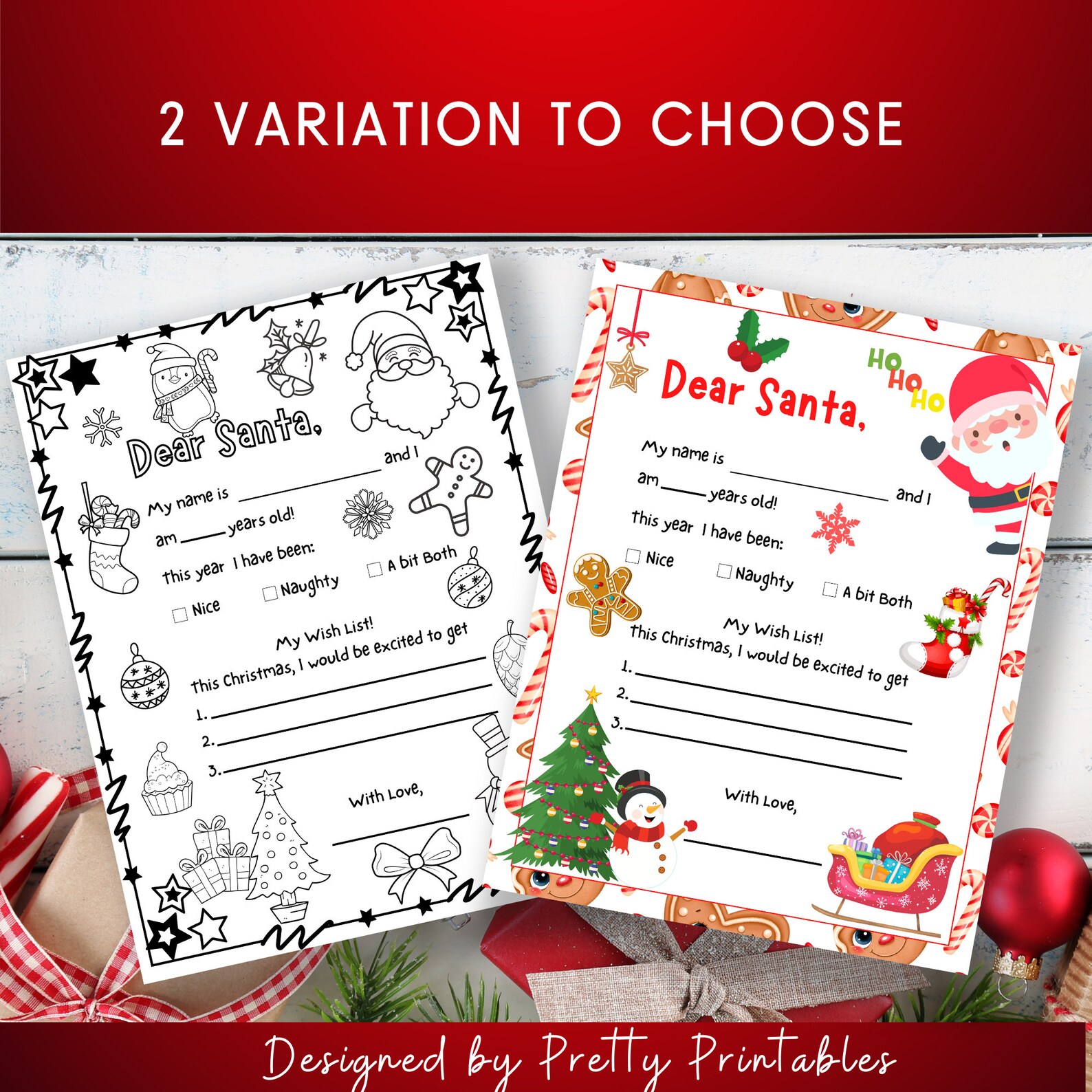 Letter to Santa Coloring Page, Christmas Wish List Printable, Santa ...
