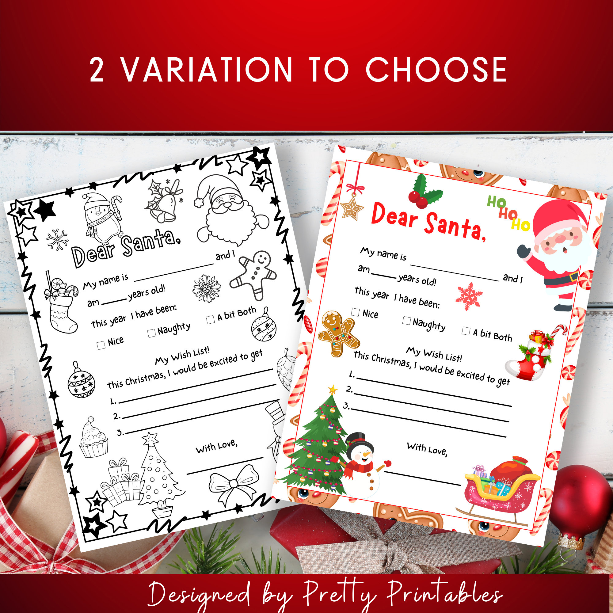Letter to Santa Coloring Page Christmas Wish List Printable - Etsy