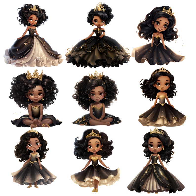 Black Princess PNG Bundle 35 Princess Birthday Fairytale Princess ...