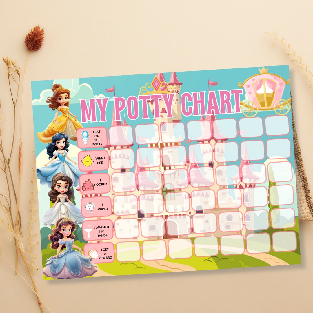 Printable Kids Princess Potty Chart for Girls Toddler Potty Training ...
