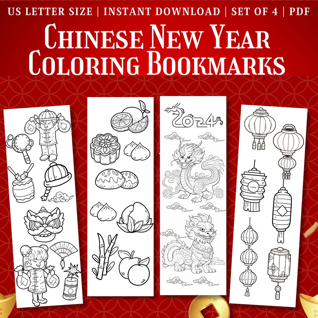 Printable Chinese New Year Coloring Bookmarks for Kids Teacher Activity ...