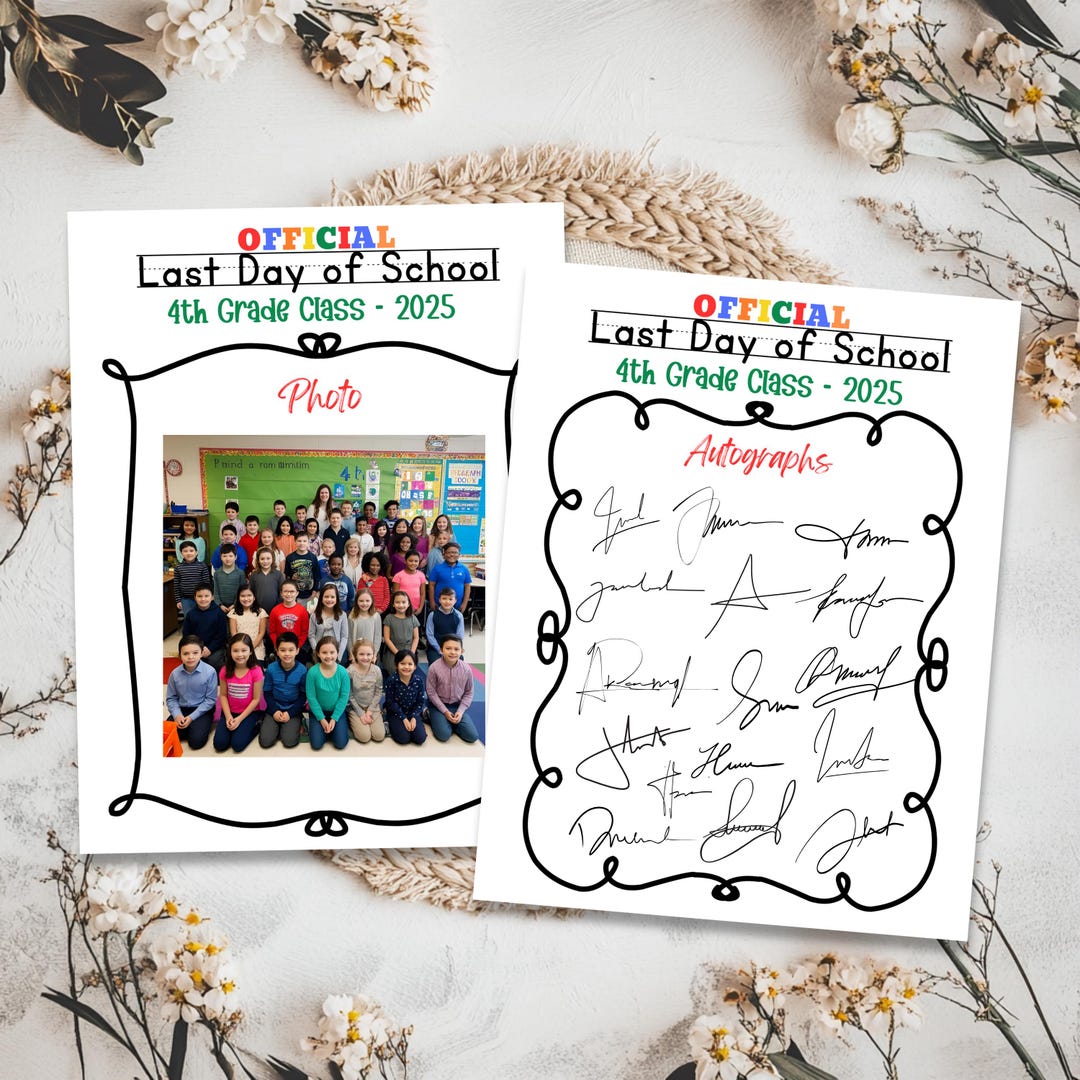 End of the Year Printable Autographs Sheet 2024-2025 Last Day of School ...