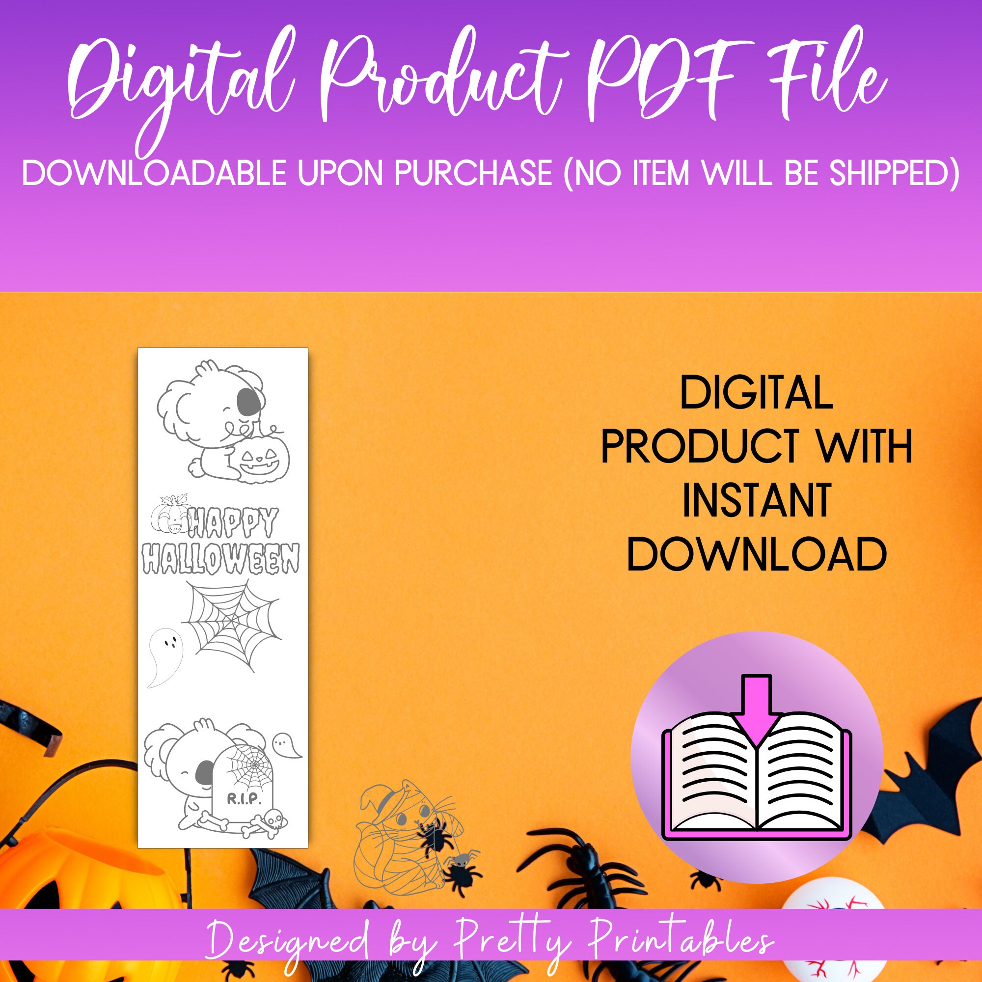 Halloween Coloring Bookmarks for Kids Set of 8 Halloween Bookmarks ...