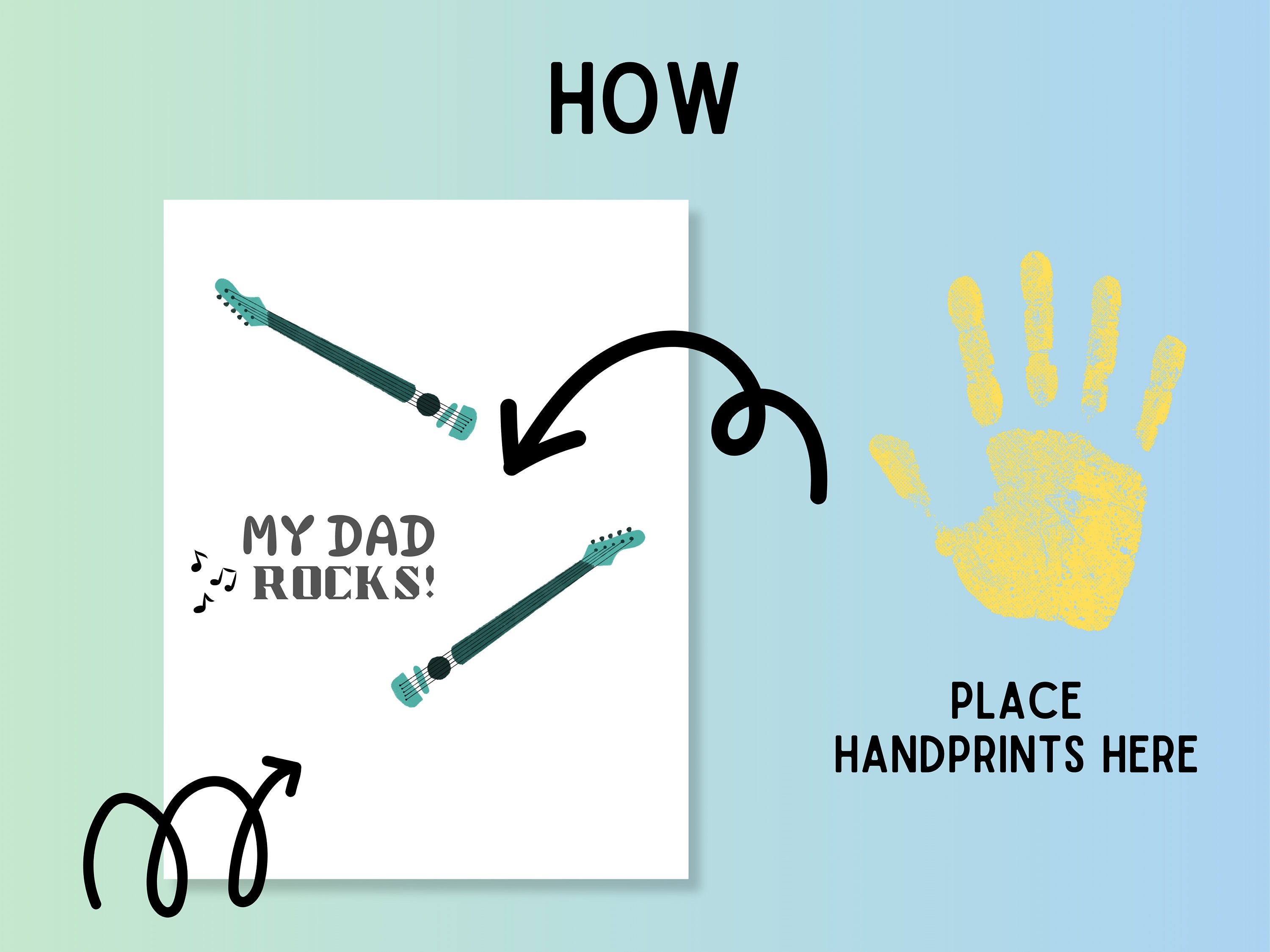 Fathers Day Handprint Craft Dad Rocks Guitar Handprint Art Craft ...