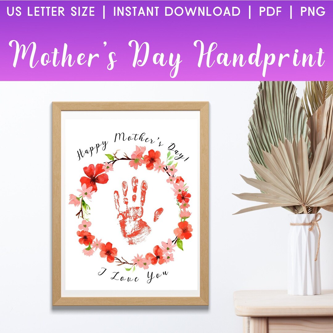 Mother’s Day Handprint Wreath Craft Mother’s Day Handprint Art Toddler ...