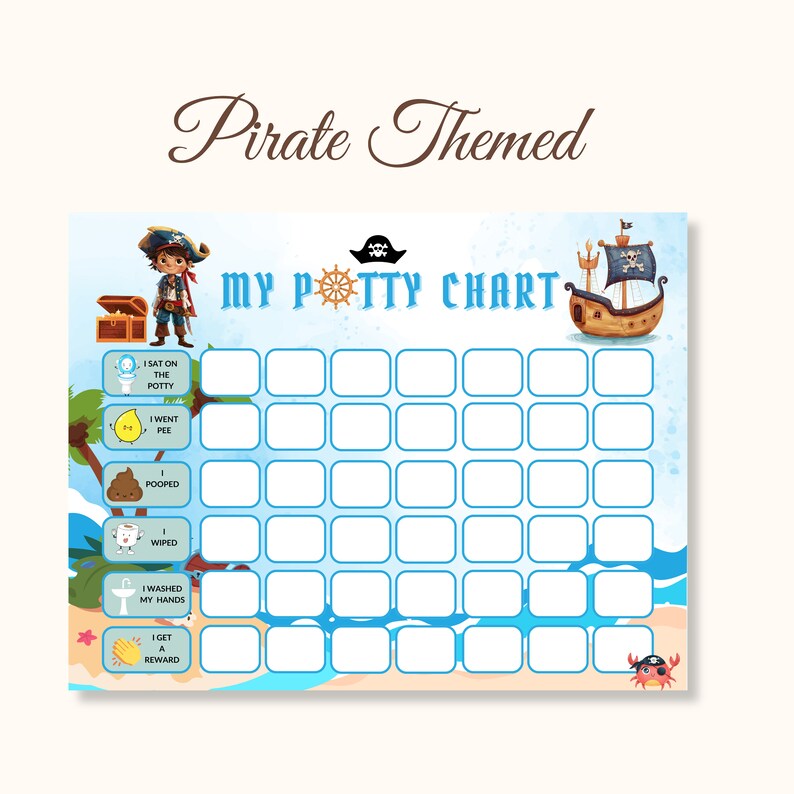 Pirate Potty Chart for Boy Toilet Training Chart Kids Potty Chart ...