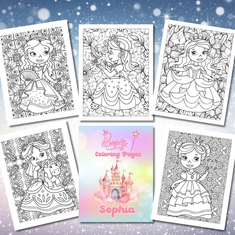 Personalized Coloring Book Cover Princess Coloring Pages - Etsy