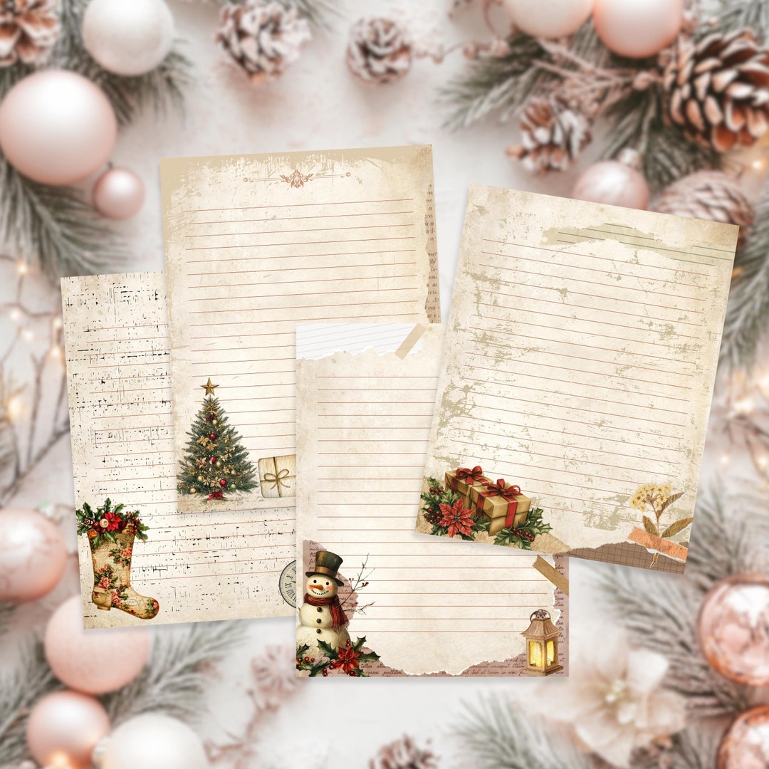 Christmas Writing Paper Printable Vintage Christmas Themed Notepaper ...