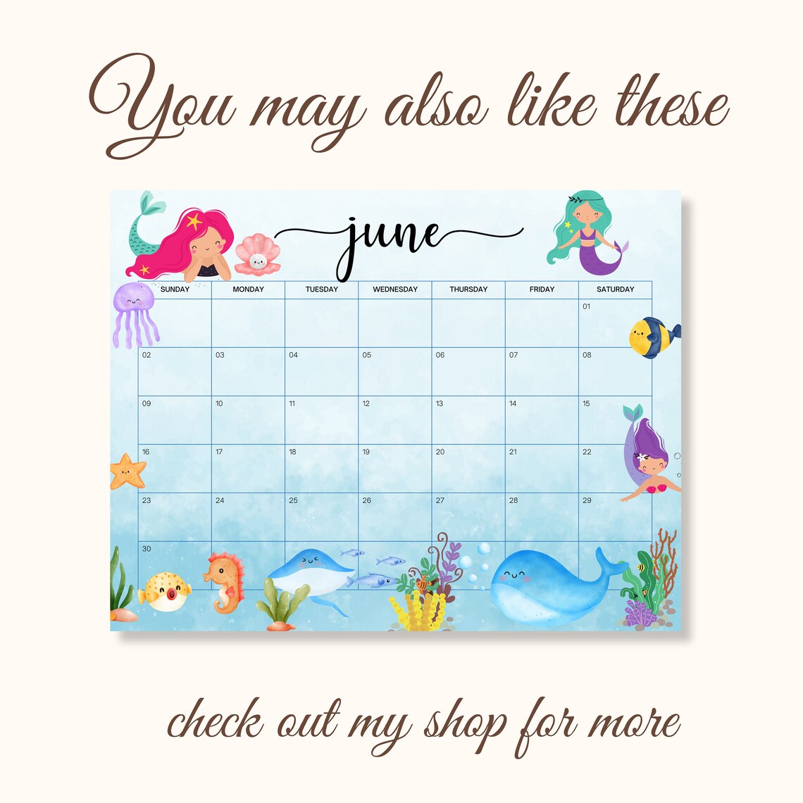 Printable Kids June 2024 Calendar Classroom School June Monthly Planner ...