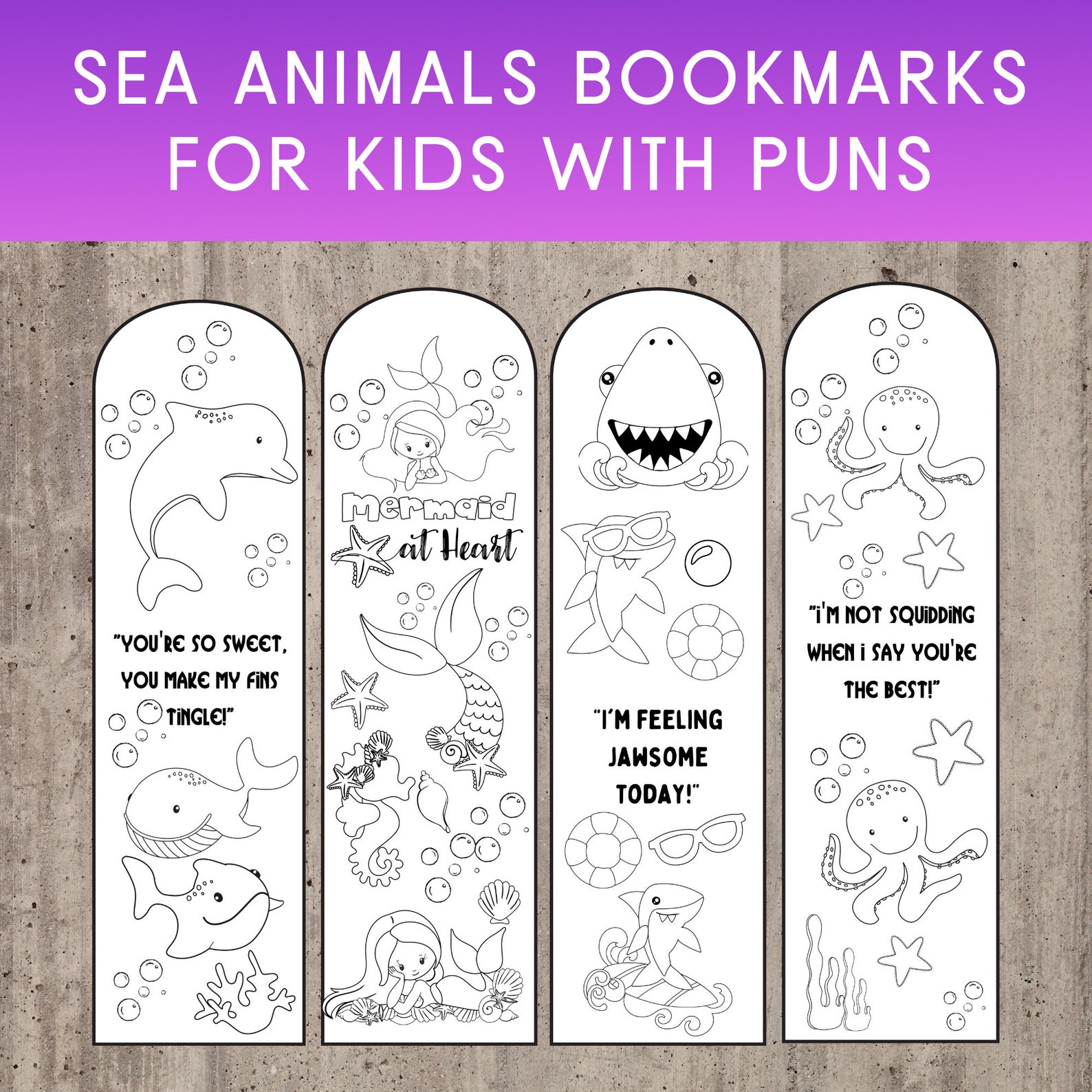 Sea Animals Coloring Pages Coloring Bookmarks Printable Coloring ...
