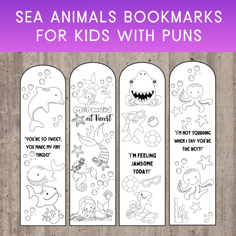 Sea Animals Coloring Pages Coloring Bookmarks Printable Coloring ...