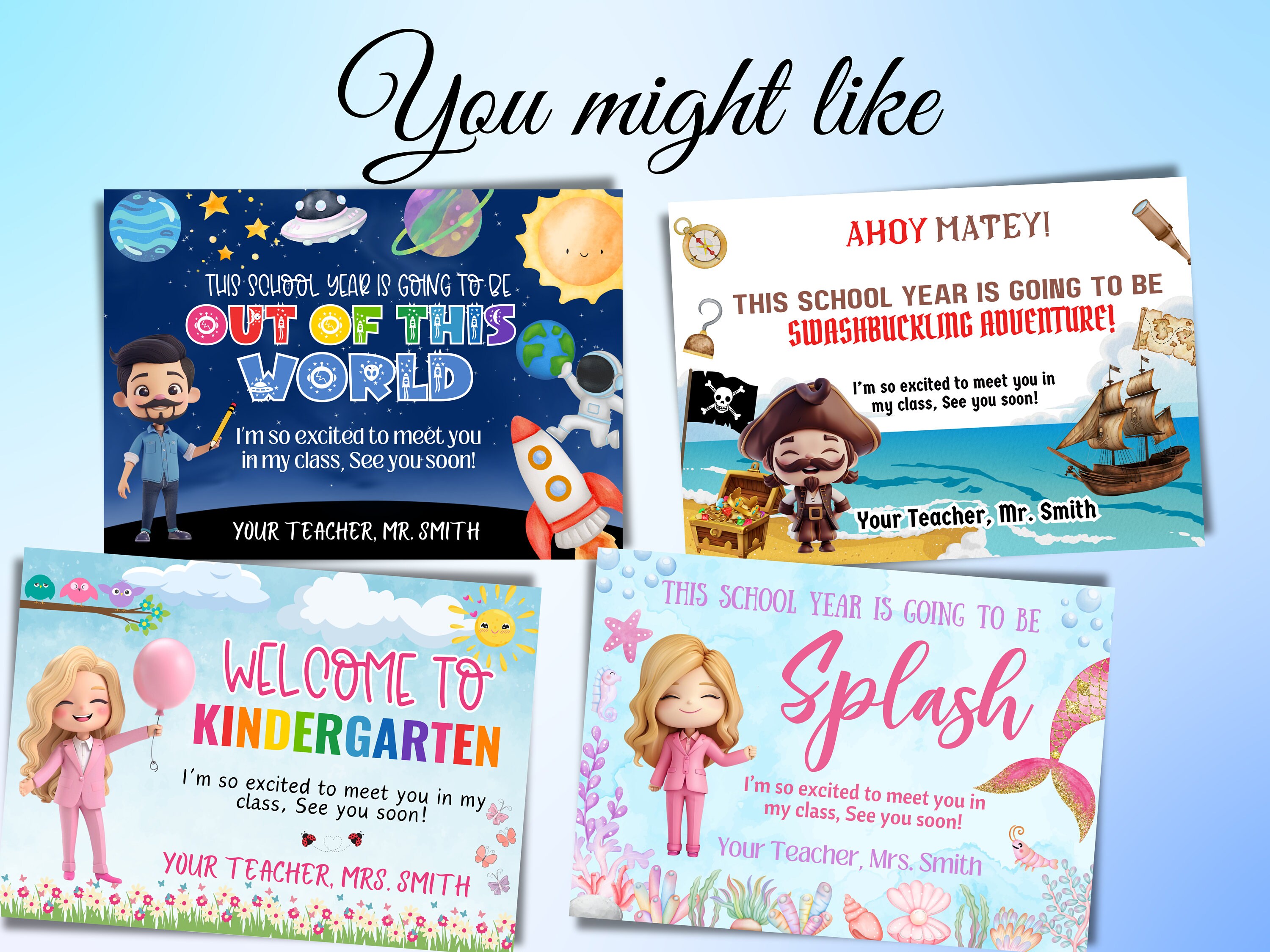 Editable Teacher Welcome Back to School Postcard for Students Cute ...