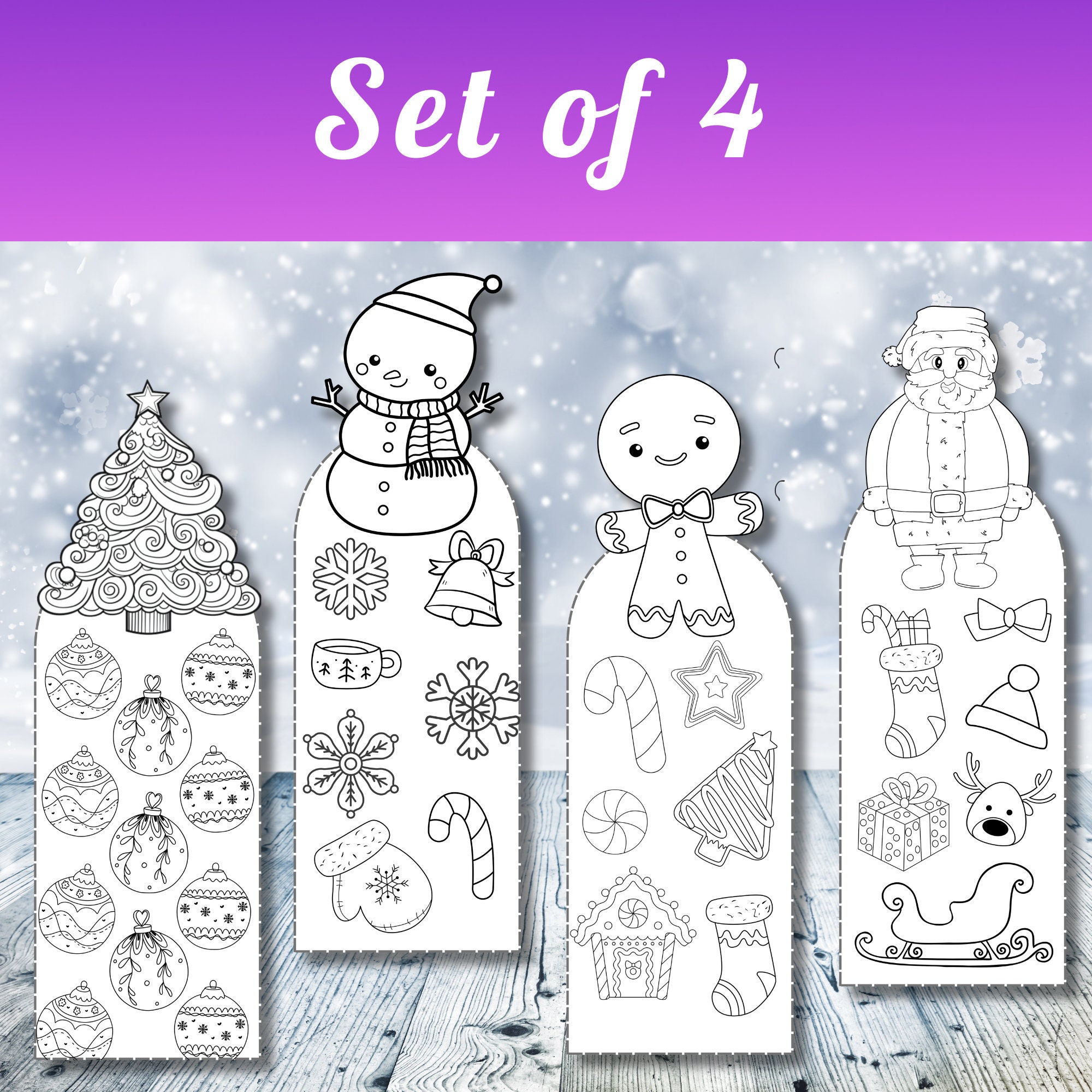 Christmas Coloring Bookmarks for Kids Coloring Pages Classroom ...