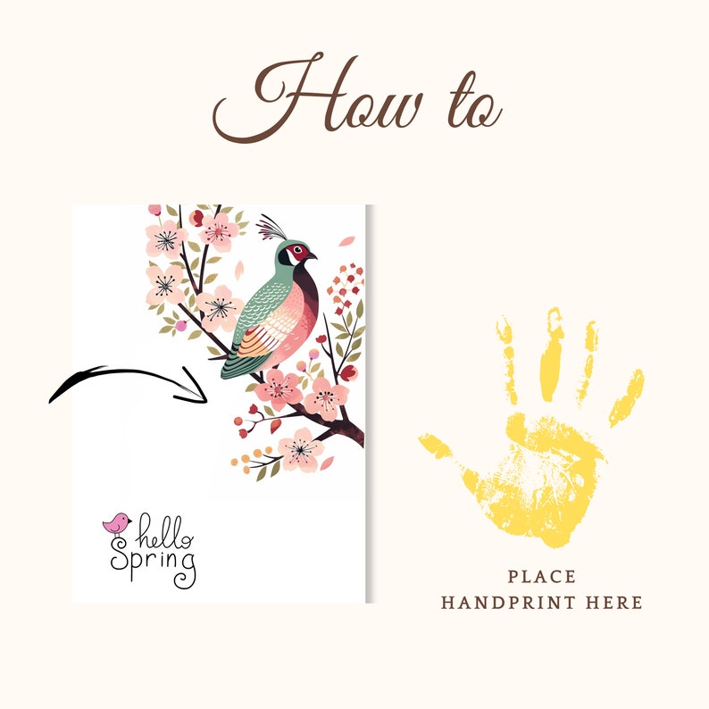 Spring Handprint Craft Art Printable Bird Handprint Tail Springtime ...