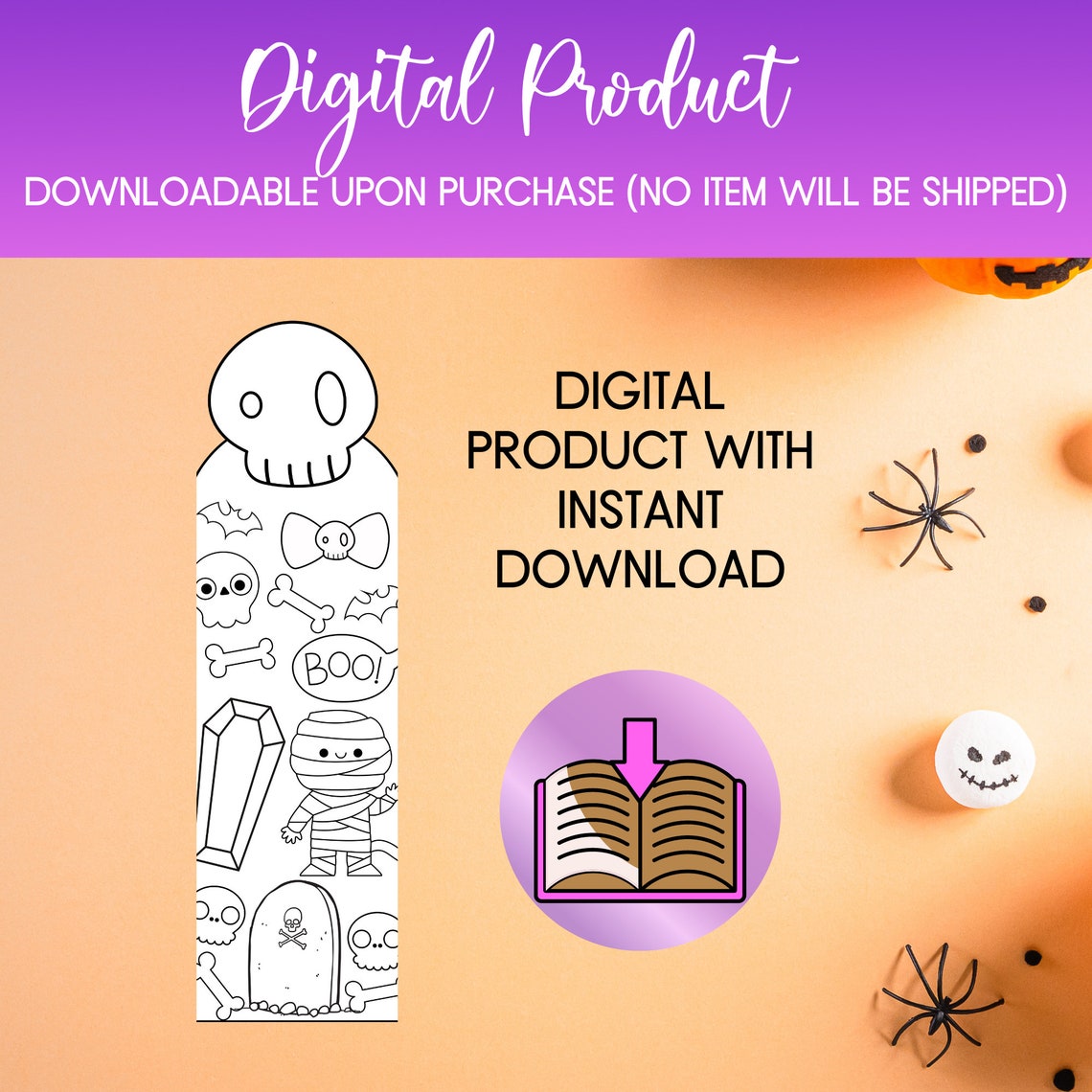 Halloween Coloring Topper Bookmarks for Kids Set 4 Halloween Bookmarks ...