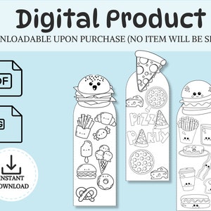 Coloring Bookmarks for Kids Food Coloring Theme Printable Classroom ...