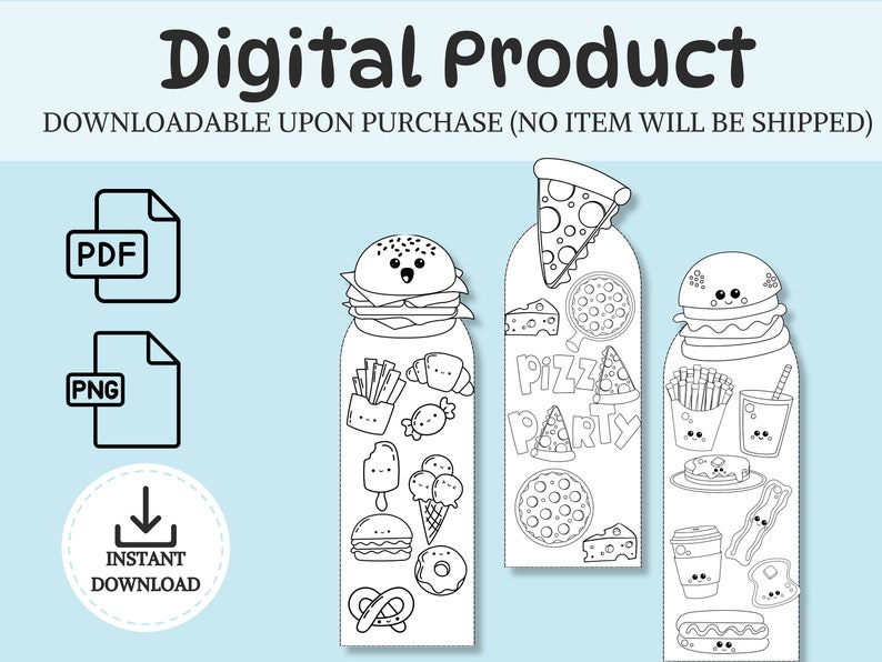 Coloring Bookmarks for Kids Food Coloring Theme Printable Classroom ...