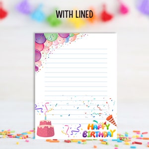 Printable Happy Birthday Stationary Birthday Stationery Paper Balloons ...