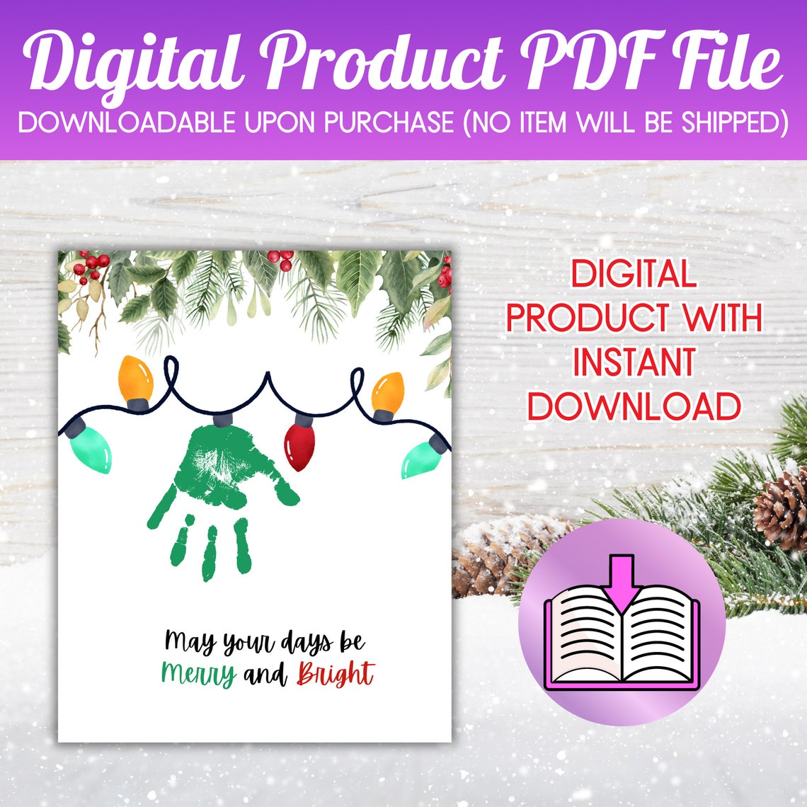 Christmas Handprint Craft Printable Christmas Lights Handprint Art DIY ...