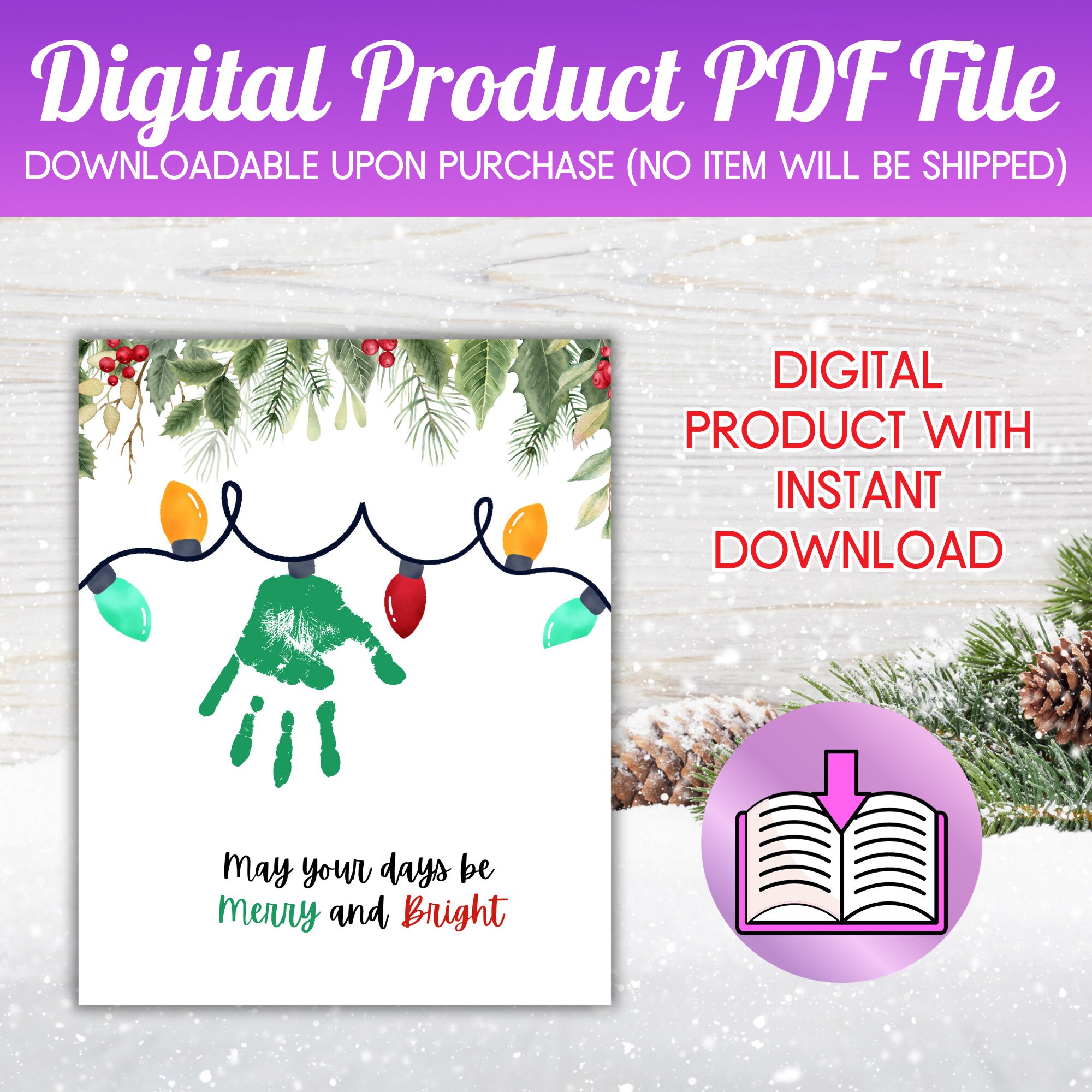 Christmas Handprint Craft Printable Christmas Lights Handprint Art DIY ...