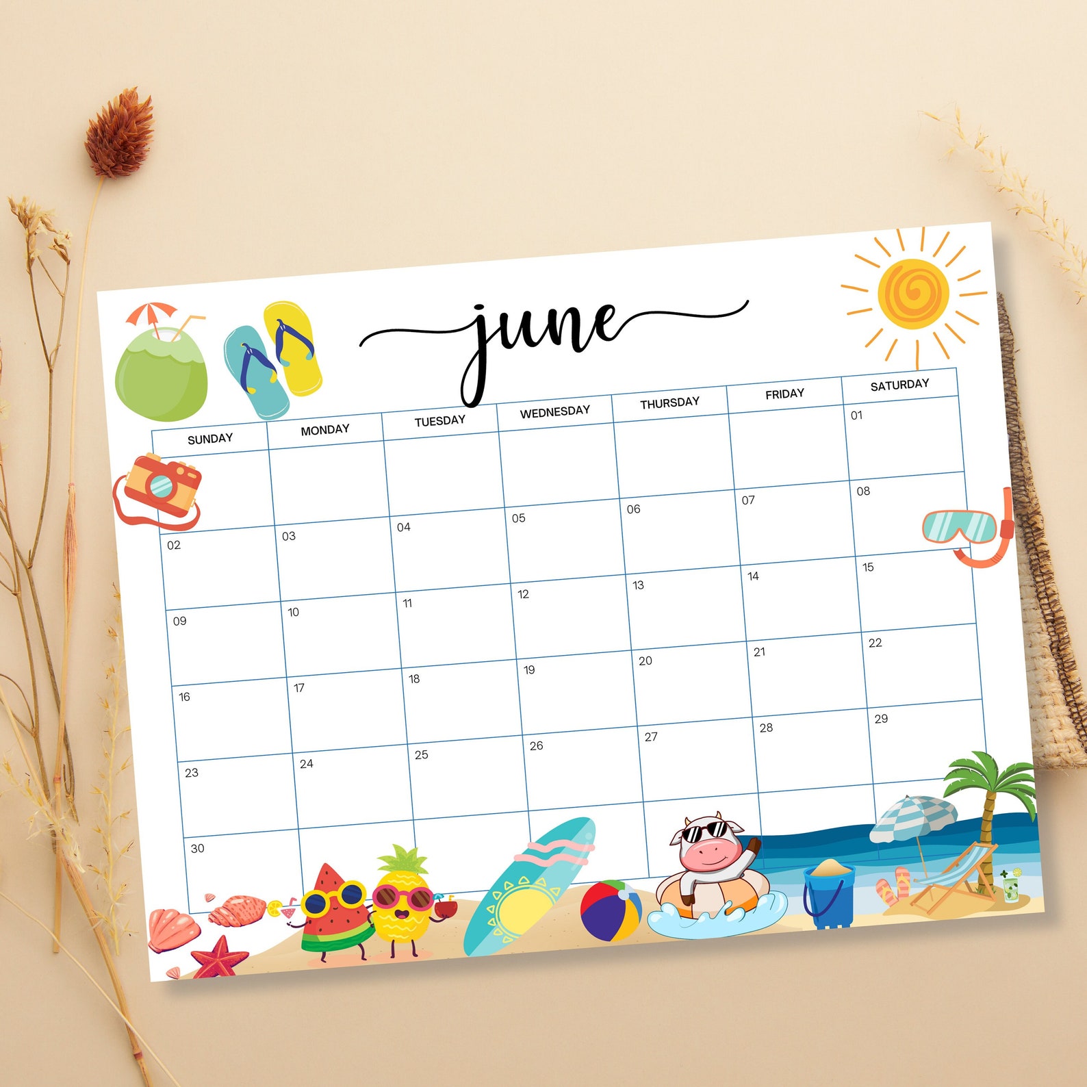Printable Kids June 2024 Calendar Classroom School June Monthly Planner ...