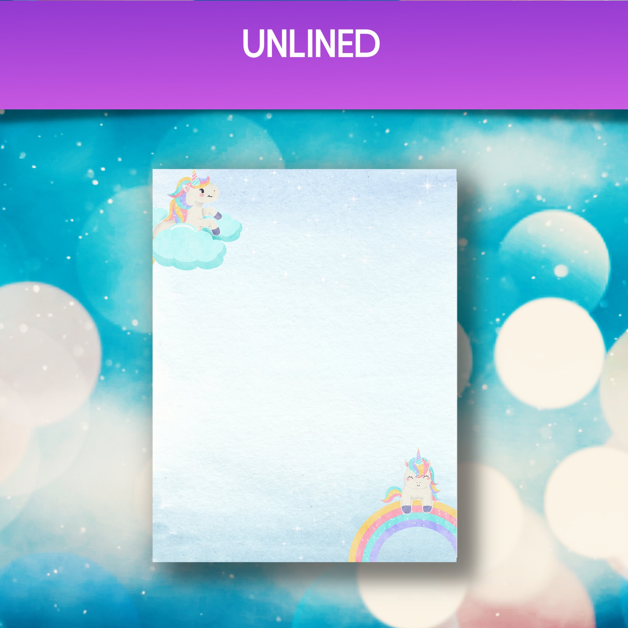 Unicorn Stationary Printable Stationery Set Stationery Paper Writing ...