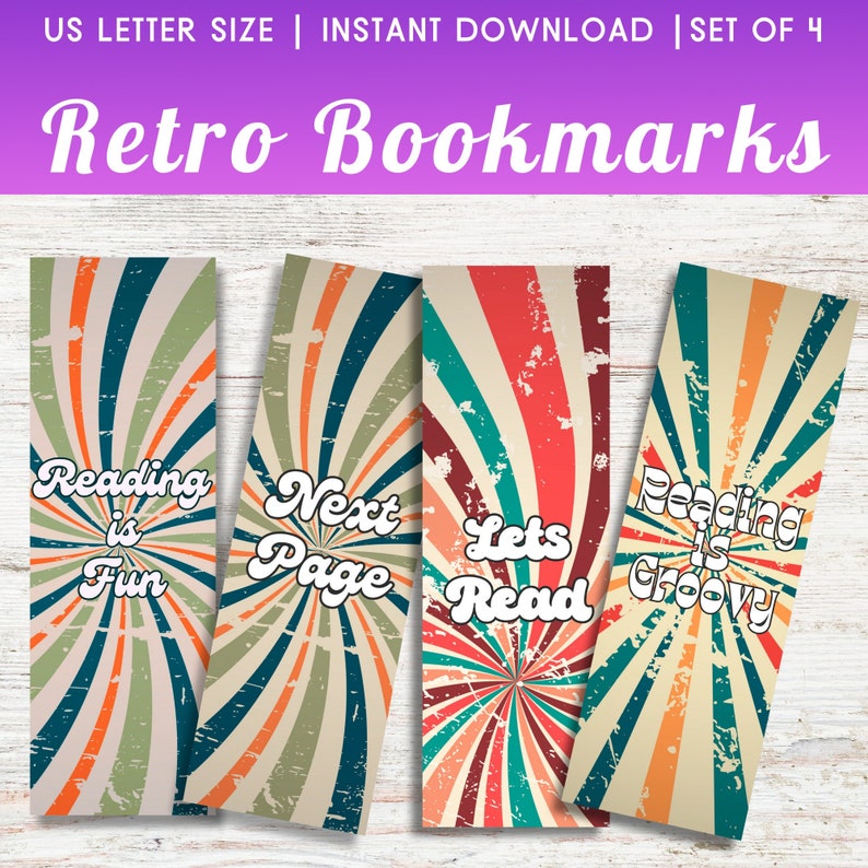 Printable Retro Bookmark Groovy Bookmark Vintage Bookmarks - Etsy