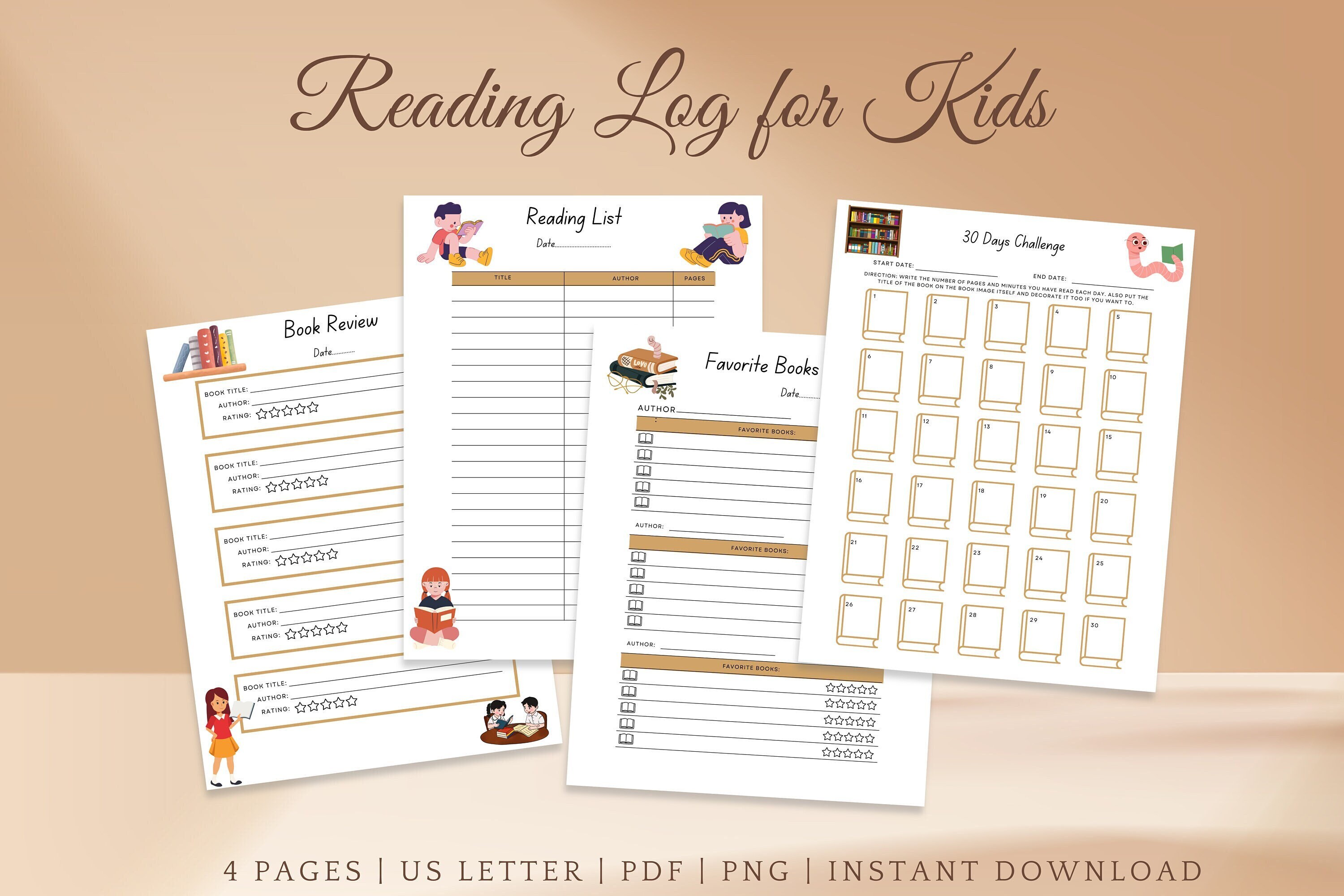Reading Tracker Reading Log for Kids Reading Journal K-2nd Grade Record ...